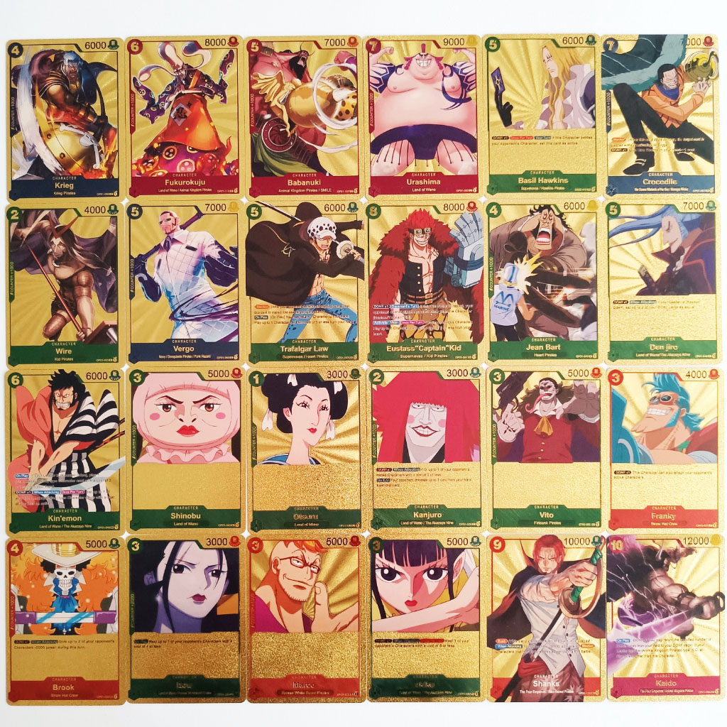 55pcs ONE PIECE Gold Card Luffy Zoro Anime English Metal Foil Card ...