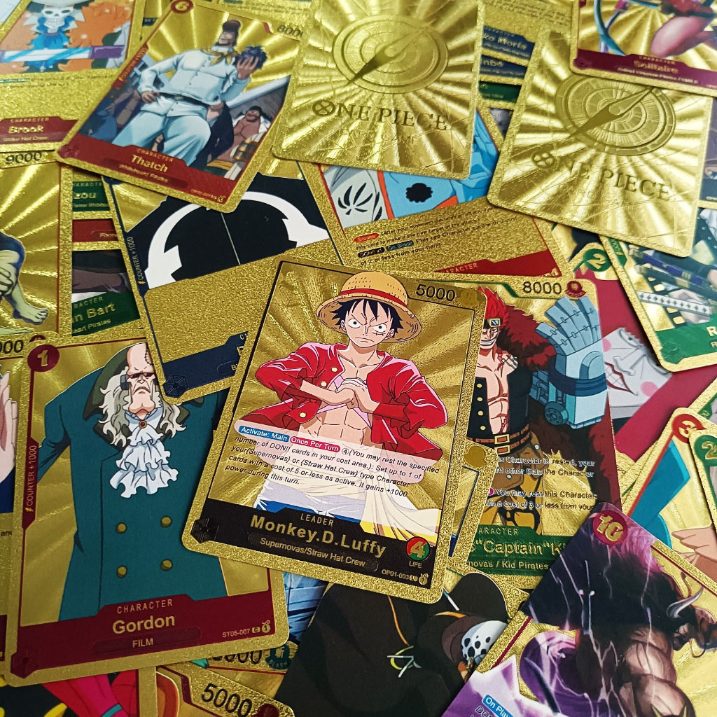 55pcs ONE PIECE Gold Card Luffy Zoro Anime English Metal Foil Card ...