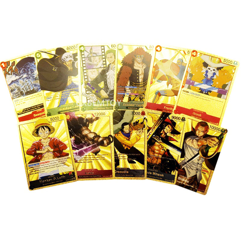 55pcs ONE PIECE Gold Card Luffy Zoro Anime English Metal Foil Card ...