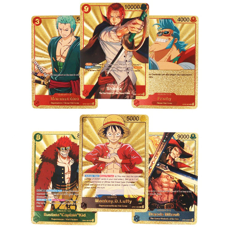 55pcs ONE PIECE Gold Card Luffy Zoro Anime English Metal Foil Card ...