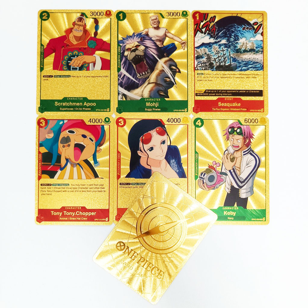 55pcs ONE PIECE Gold Card Luffy Zoro Anime English Metal Foil Card ...