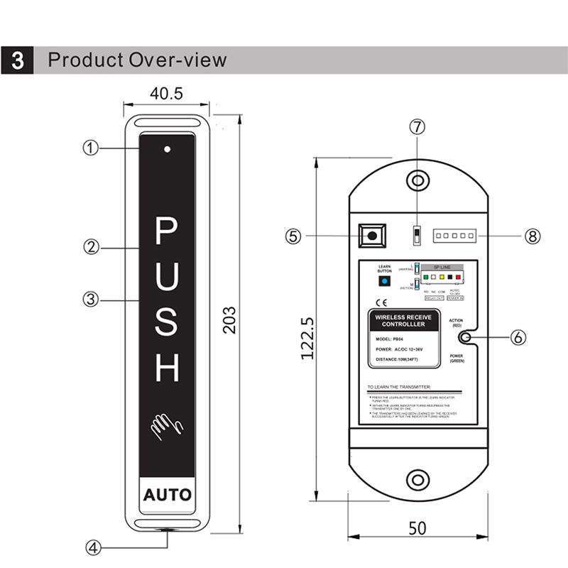 Remote control wireless exit button switch for automatic door gate opener door lock access ...