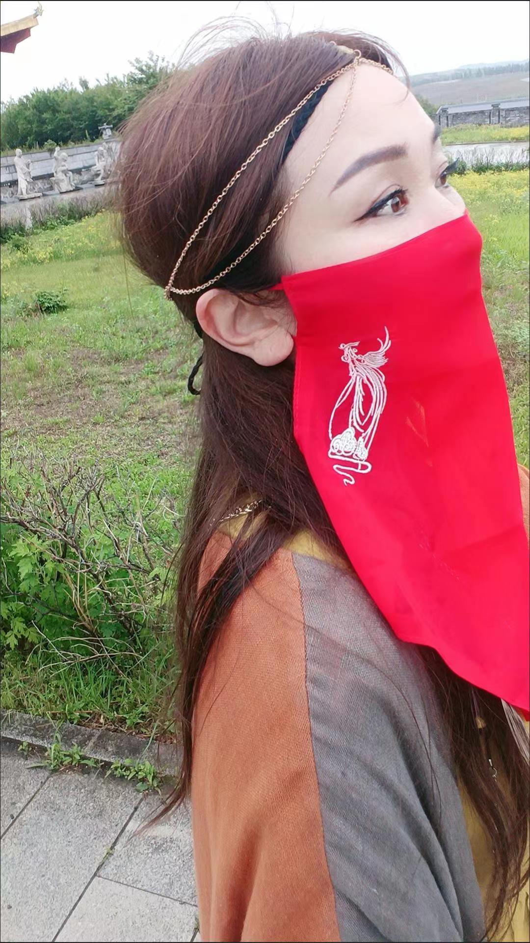 Ancient Style Embroidered Veil Ancient Hanfu Cover Face Hanging Ear ...