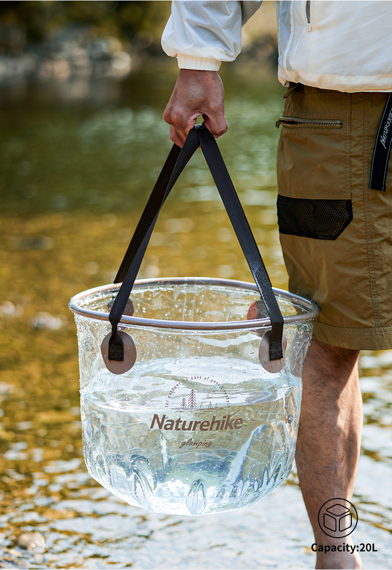 Naturehike Foldable Circular Transparent Water Bucket Portable Outdoor ...