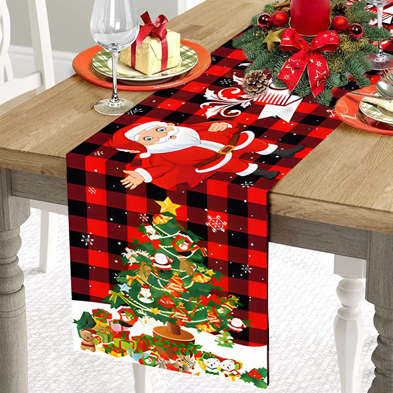Xmax Santa Claus Table Runner Christmas Polyester Tablecloth Dining ...