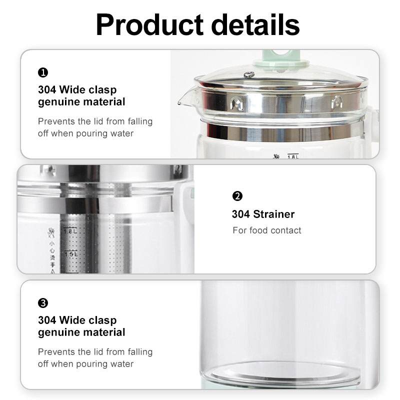 1.8L Kettle Electric Multifunction Preserving Health Glass Kettle Jugs ...