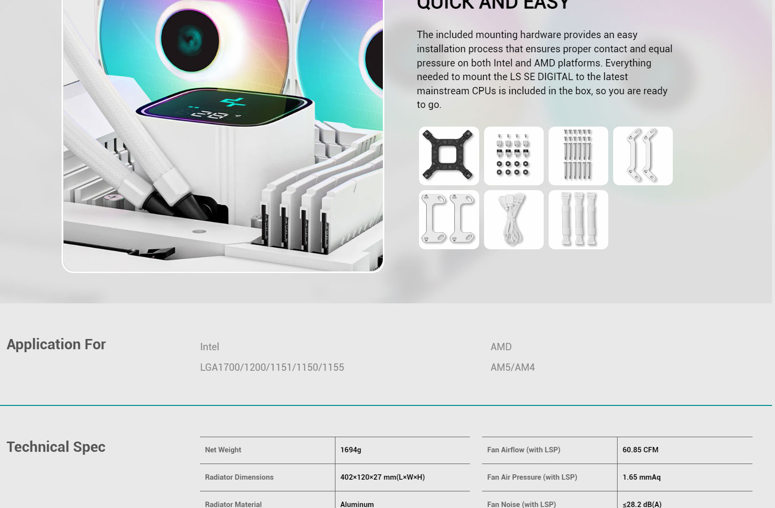 Deepcool LS720 SE Digital / LS520 SE Digital CPU Aio Cooler Liquid ...