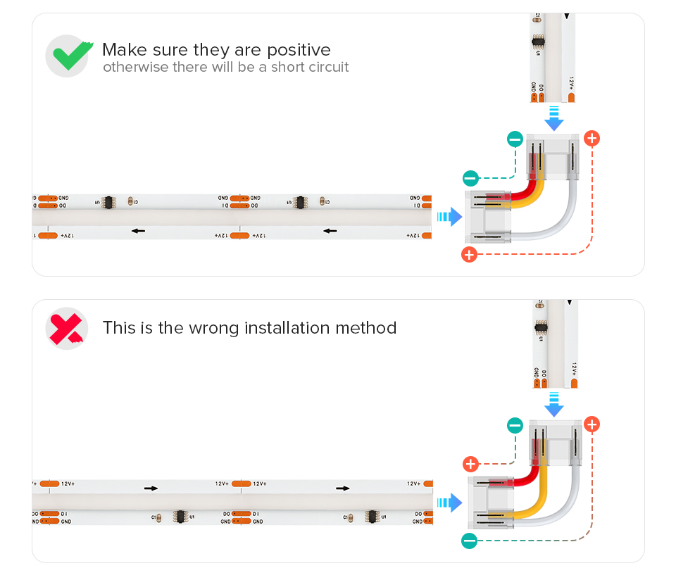 BTF-LIGHTIN 3pin 12mm Transparent Connectors for FCOB 720LEDs/m RGBIC ...