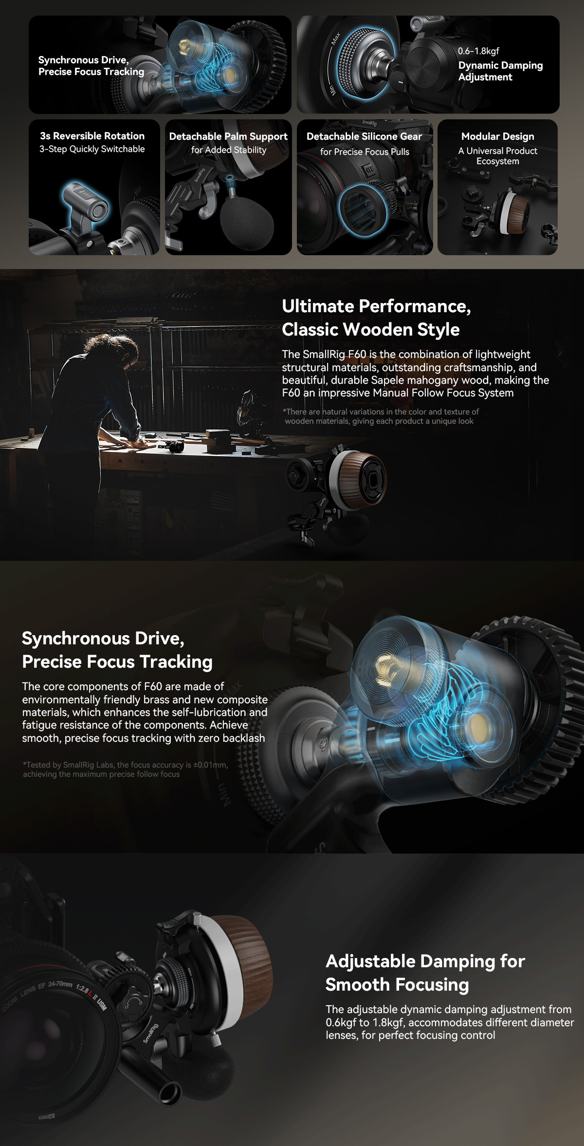SmallRig Follow Focus F60 Adjustable Non-stop Damping Modular Design ...