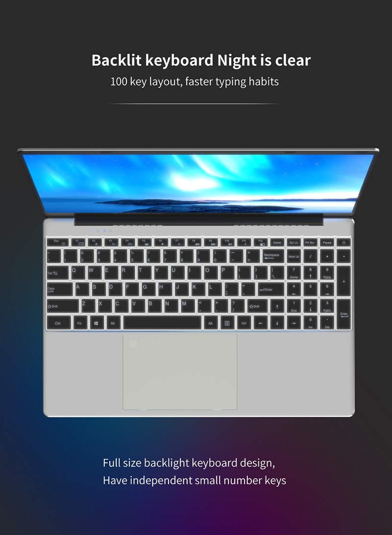 Laptop Backlit Keyboard Fingerprint Reader - Silver Gray (15.6" FHD ...