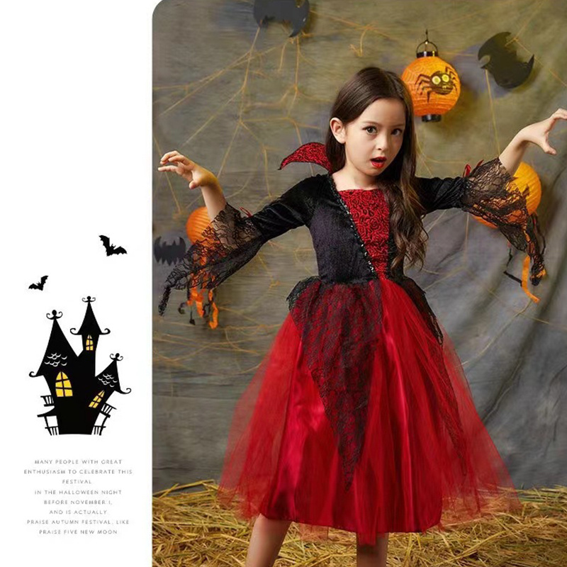 Kid Girls Boys Vampire Princess Dress Scarlet Witch Devil Ghost Clothes ...