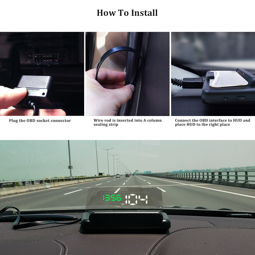 Water Temp RPM Voltage Alarm Windshield Projector Car Head Up Display ...
