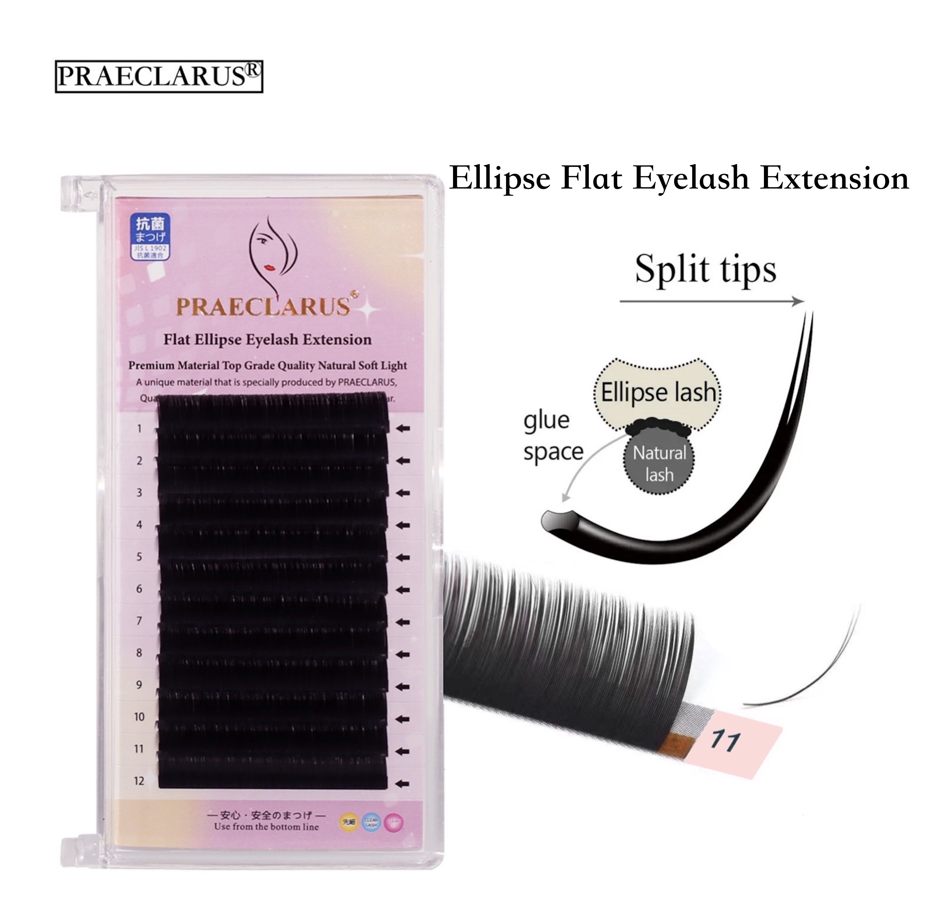 PRAECLARUS Flat Ellipse Eyelash Extension Thickness:0.15&0.20mm Premium ...
