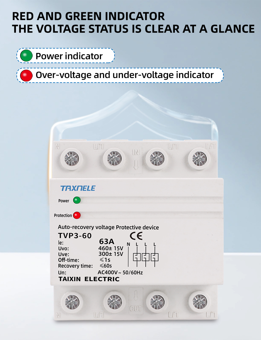60A 63A 380V Three Phase Din rail automatic recovery reconnect over ...