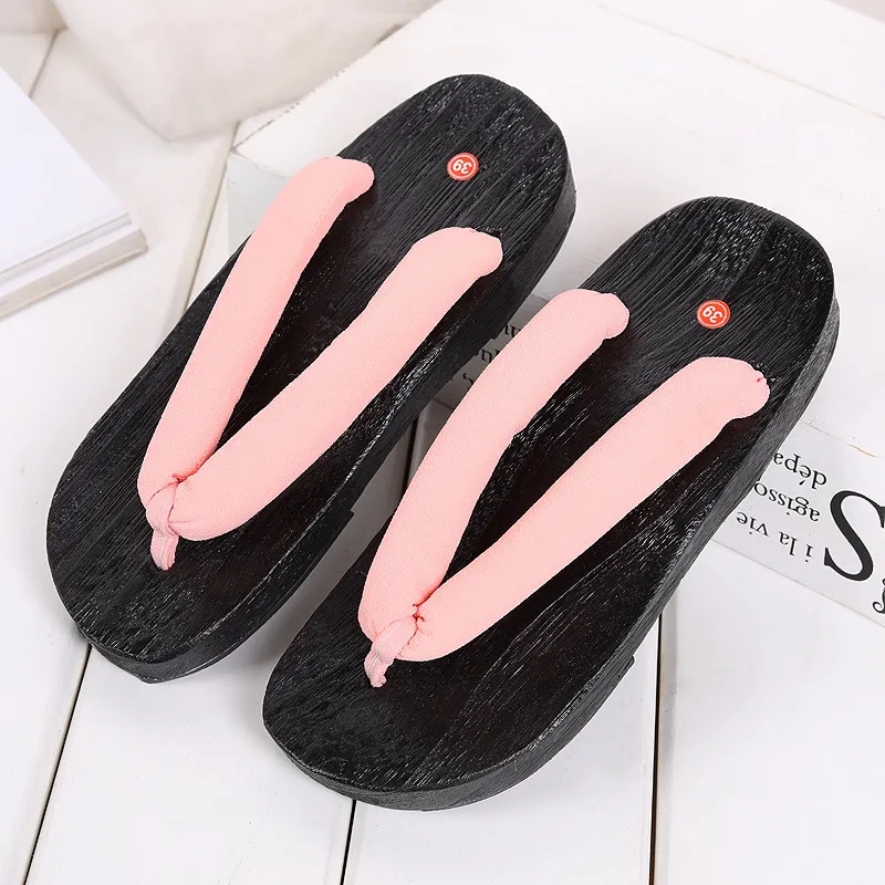 Japanese Style Flip-Flops Red Blue Pink White Platform Slippers Suit ...