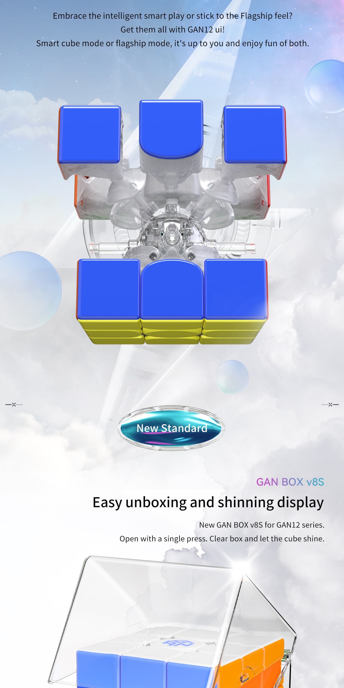 Gan Cube 12 Maglev UV 3x3 Sticker Less Speed Gans 356 Magic Puzzle Toys ...