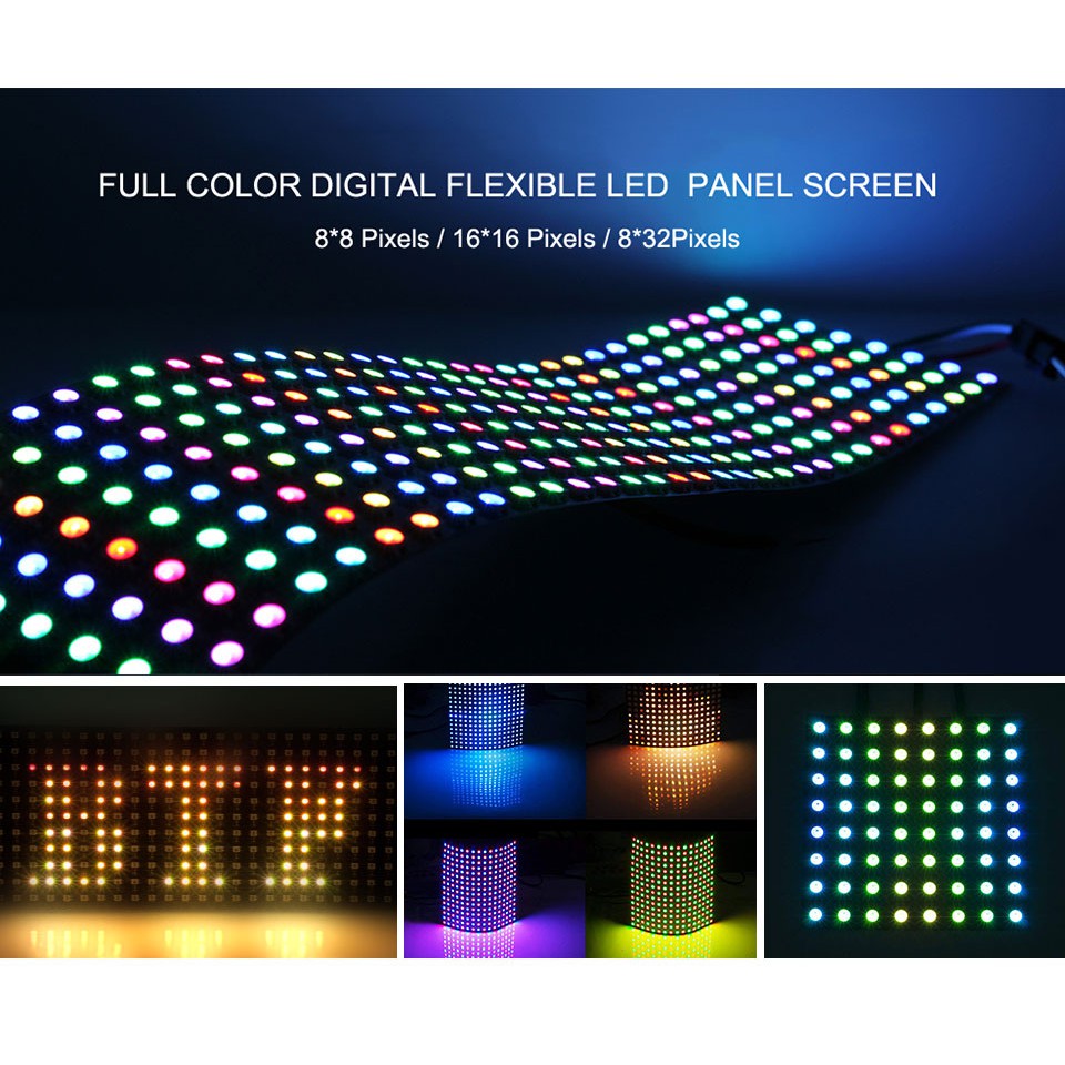 BTF-LIGHTING WS2812B RGB LED Panel Screen 8x8 16x16 8x32 256 Pixels Digital Flexible Full Color ...