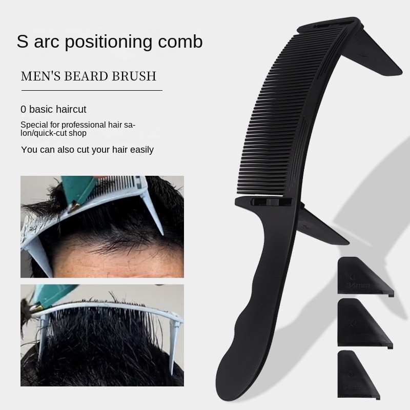 2PCS Barber Comb Set Positioning Curved Comb Gradient Hairstyle Comb ...
