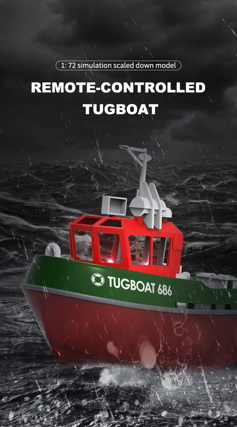 Remote Control Tugboat 1:72 Electric Boat Water Toy Charging Electric ...
