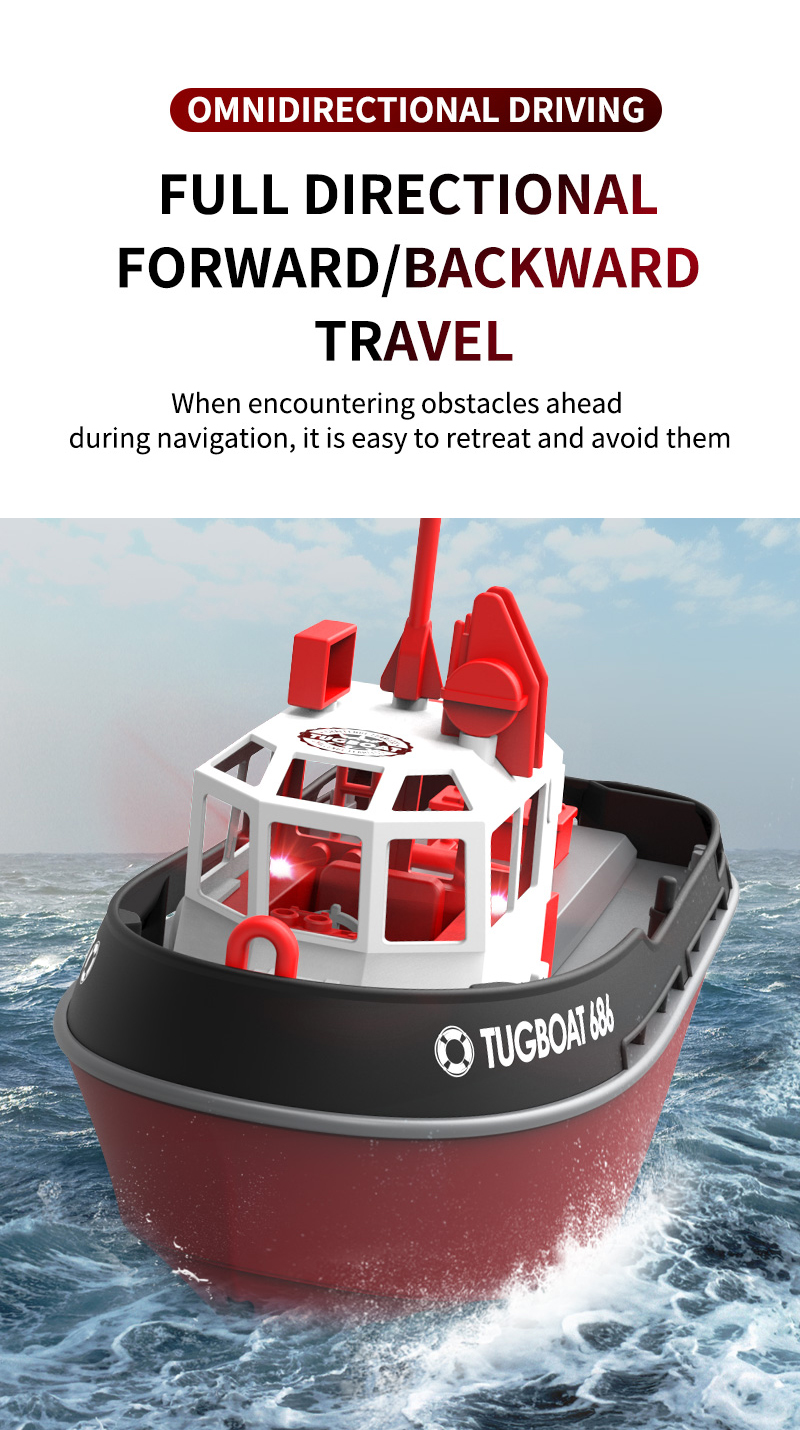 Remote Control Tugboat 1:72 Electric Boat Water Toy Charging Electric ...