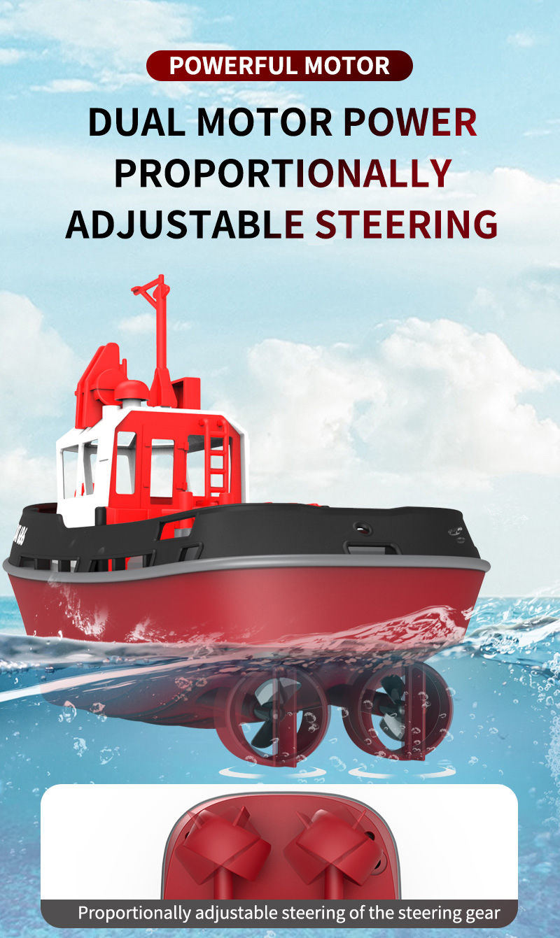Remote Control Tugboat 1:72 Electric Boat Water Toy Charging Electric ...