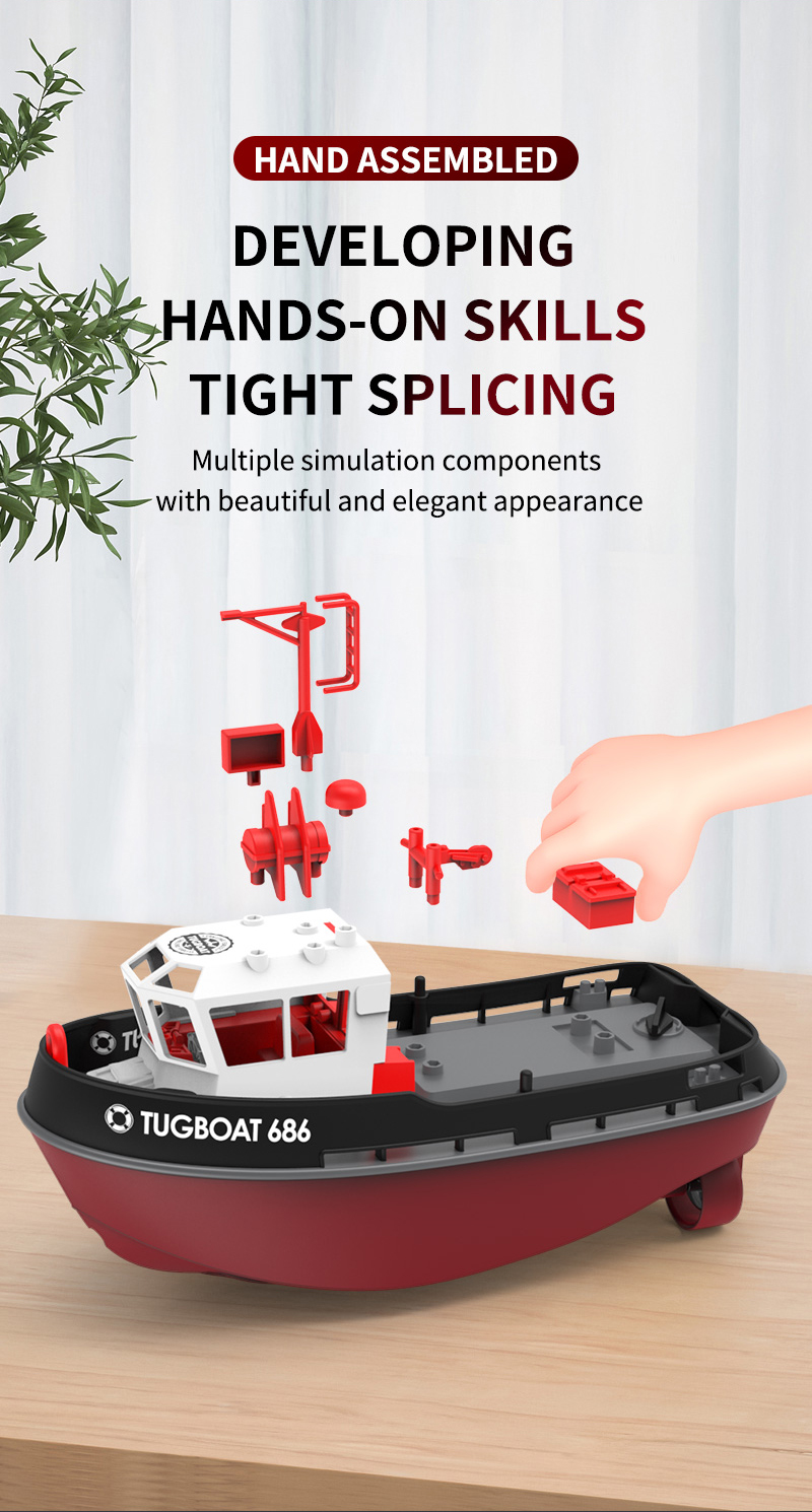 Remote Control Tugboat 1:72 Electric Boat Water Toy Charging Electric ...