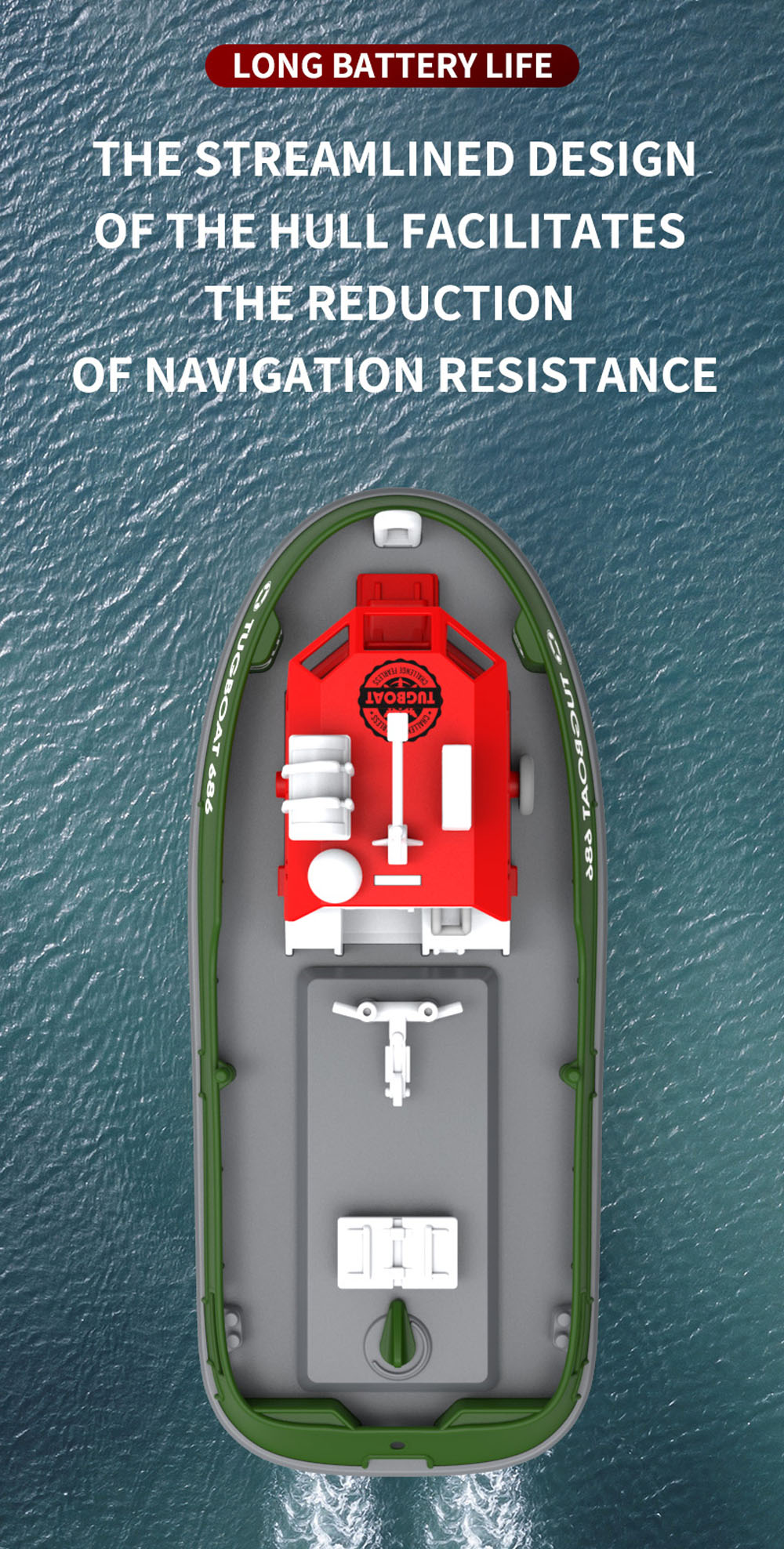 Remote Control Tugboat 1:72 Electric Boat Water Toy Charging Electric ...