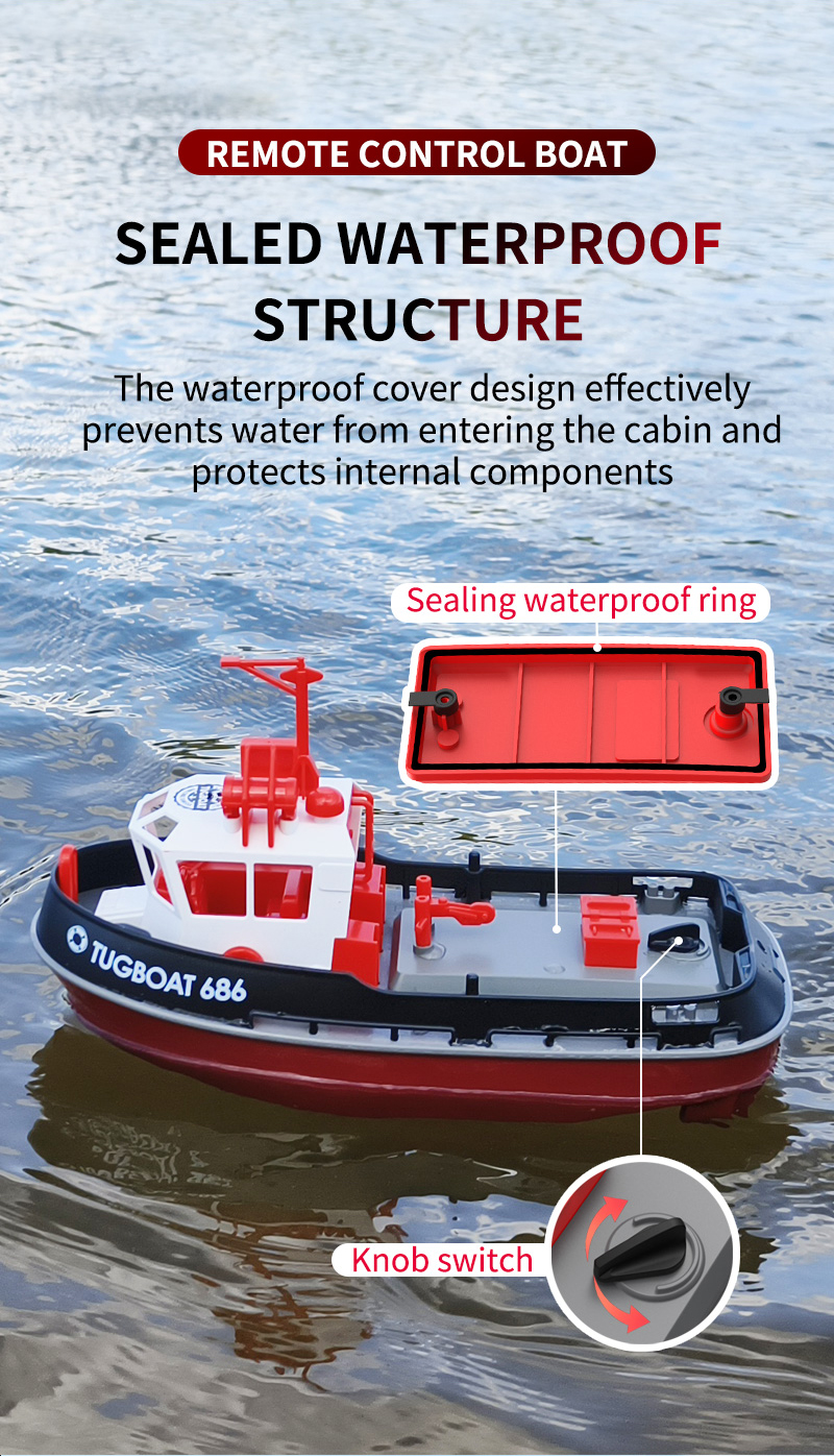 Remote Control Tugboat 1:72 Electric Boat Water Toy Charging Electric ...