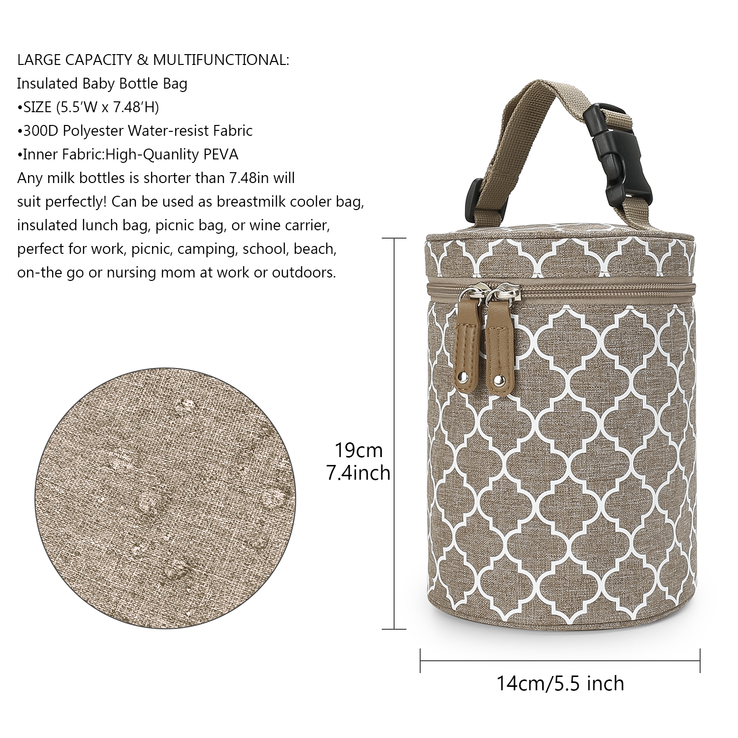 New Barrel Baby Bottle Bag Portable Can Hang Baby Stroller Breast Pump ...