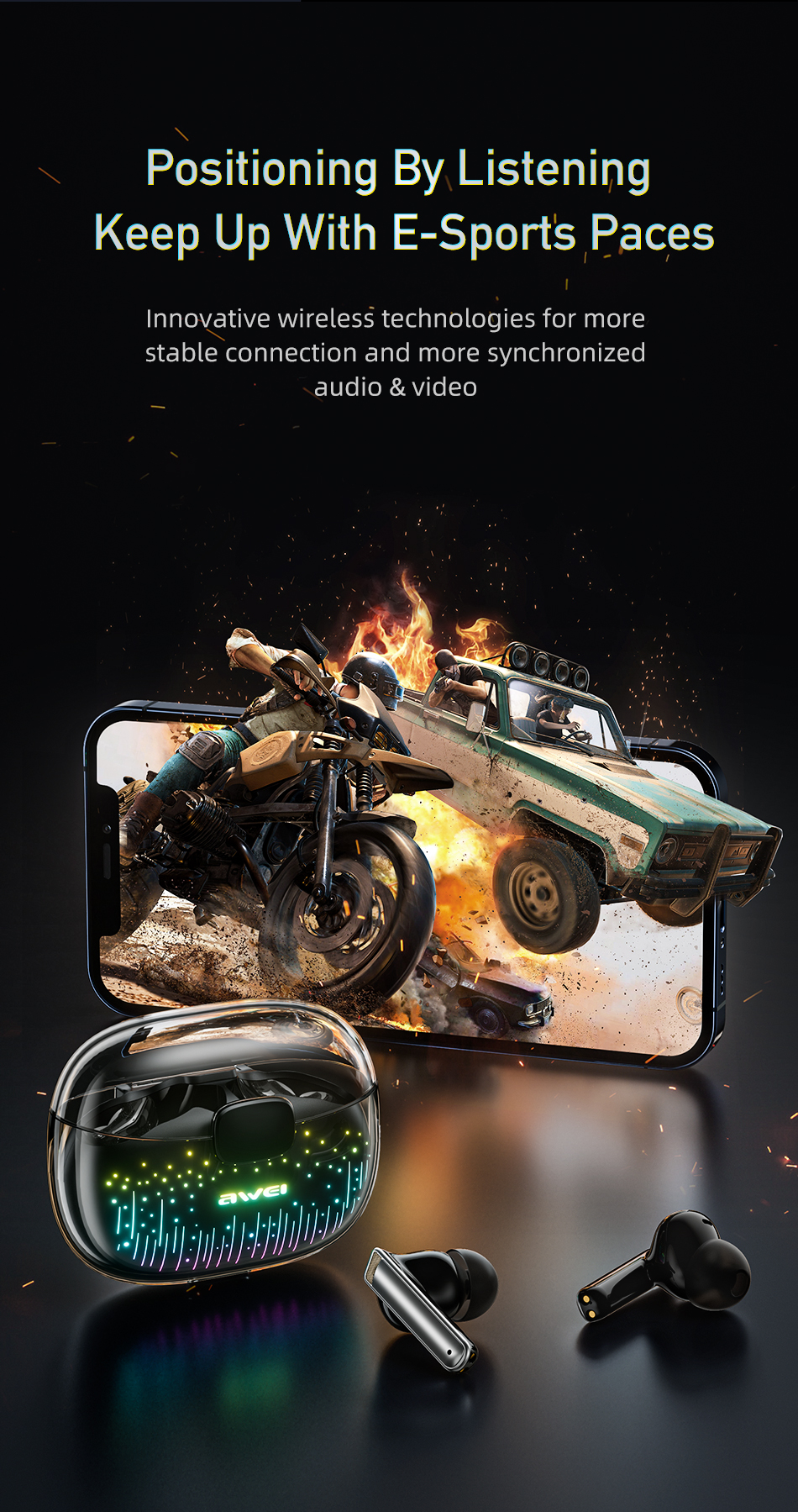 Awei T52 Pro True Wireless Earphones 4 Mic ENC Noise Cancelling ...