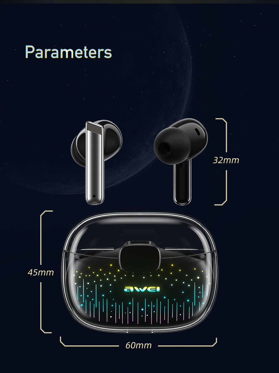 Awei T52 Pro True Wireless Earphones 4 Mic ENC Noise Cancelling ...