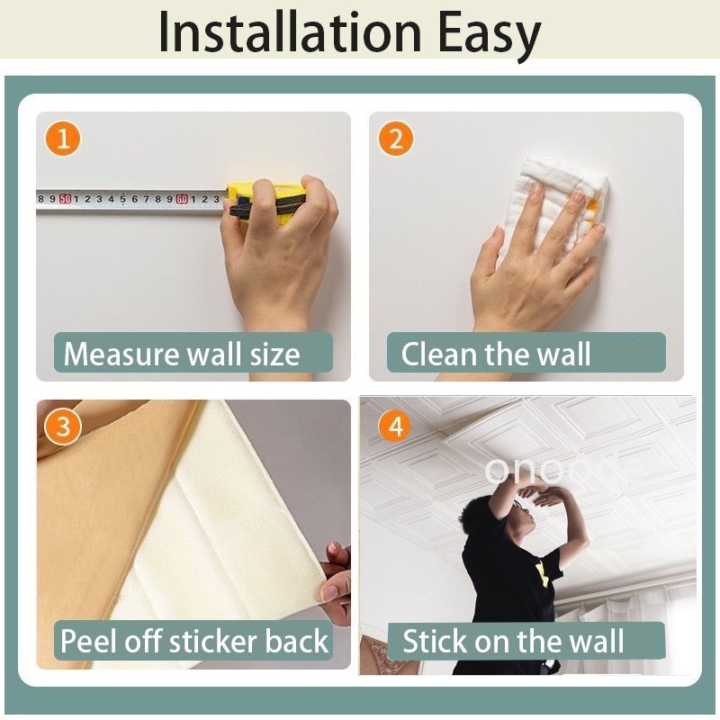 3D Wall Paper Dinding Adhesive Wall Stickers PE Waterproof Panner ...
