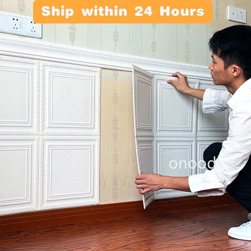 3D Wall Paper Dinding Adhesive Wall Stickers PE Waterproof Panner ...