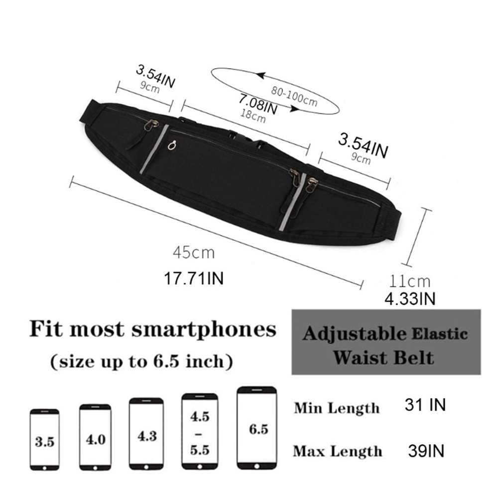 Globetrotter Adjustable Running Pouch Runners Belt Workout Waist Bag ...
