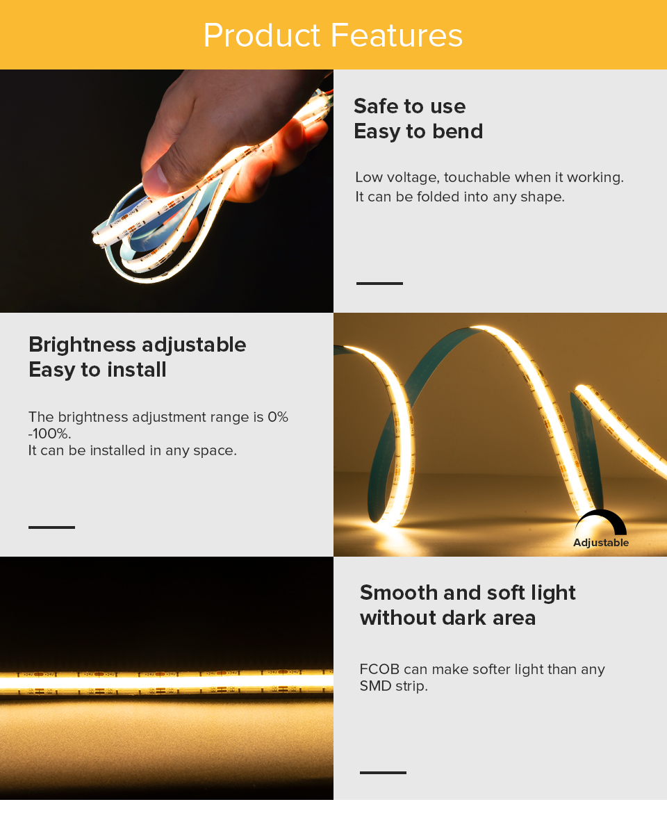 BTF-LIGHTING FCOB 640 LEDs/M CCT LED Light Strip Full Set RF17 Keys DC ...