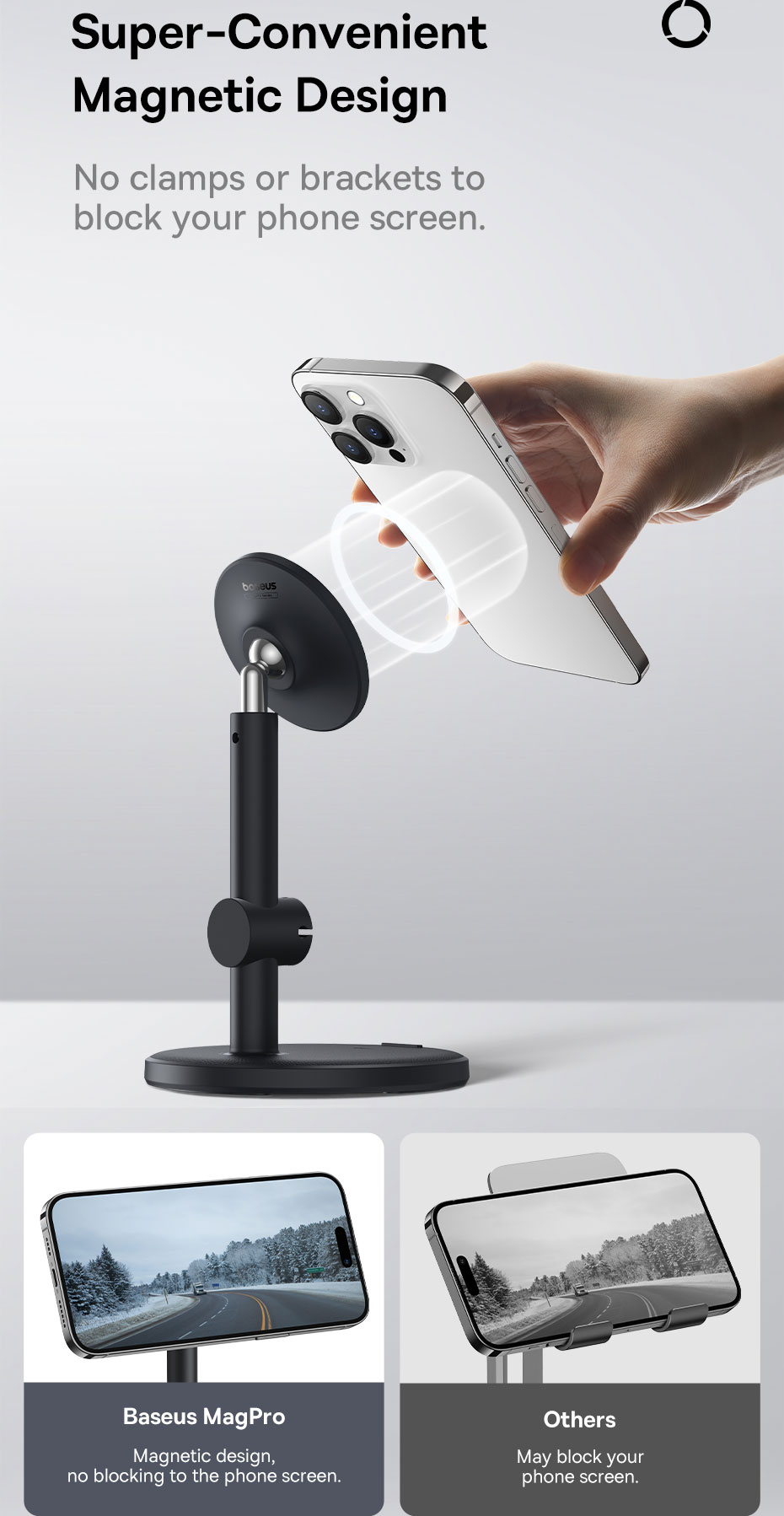Baseus Magnetic Phone Stand Adjustable Telescopic Phone Holder For ...