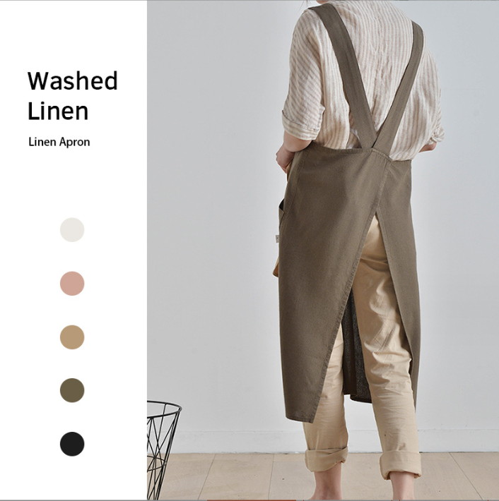 Apron cotton and linen apron, fashionable and simple linen apron for ...