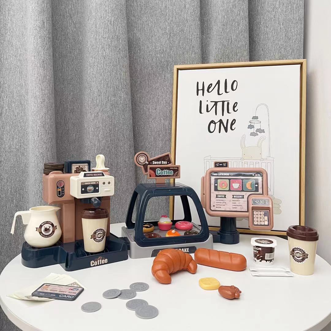 Kids Coffee Machine Kids Cash Register Playset Simulation Coffee shop ...