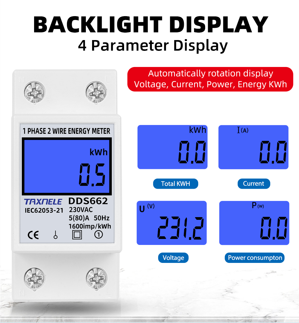 Din Rail Single Phase Wattmeter Power Consumption Watt Electronic 8526