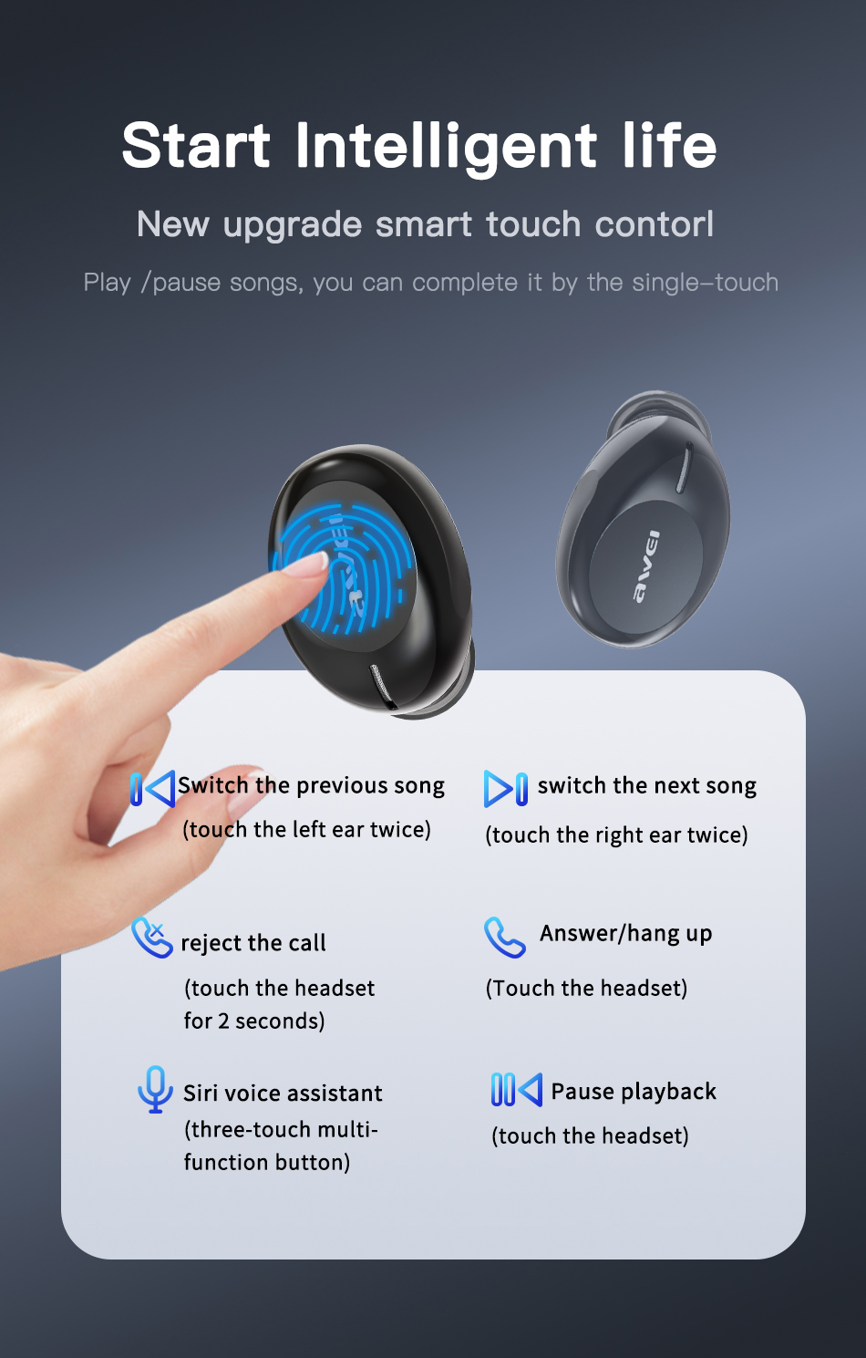 Awei T20 TWS In Ear Mini Earbuds Gaming Bluetooth 5.3 Quality Sound ...