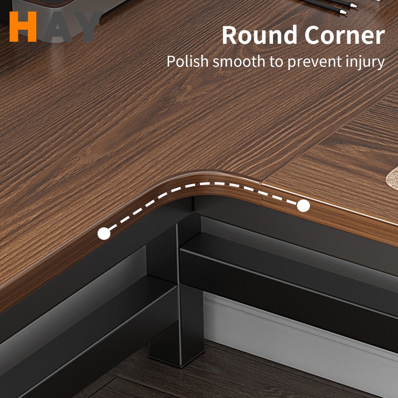 L Shape Table Meja Komputer Office Table Home Computer Desk 180/160/140 ...