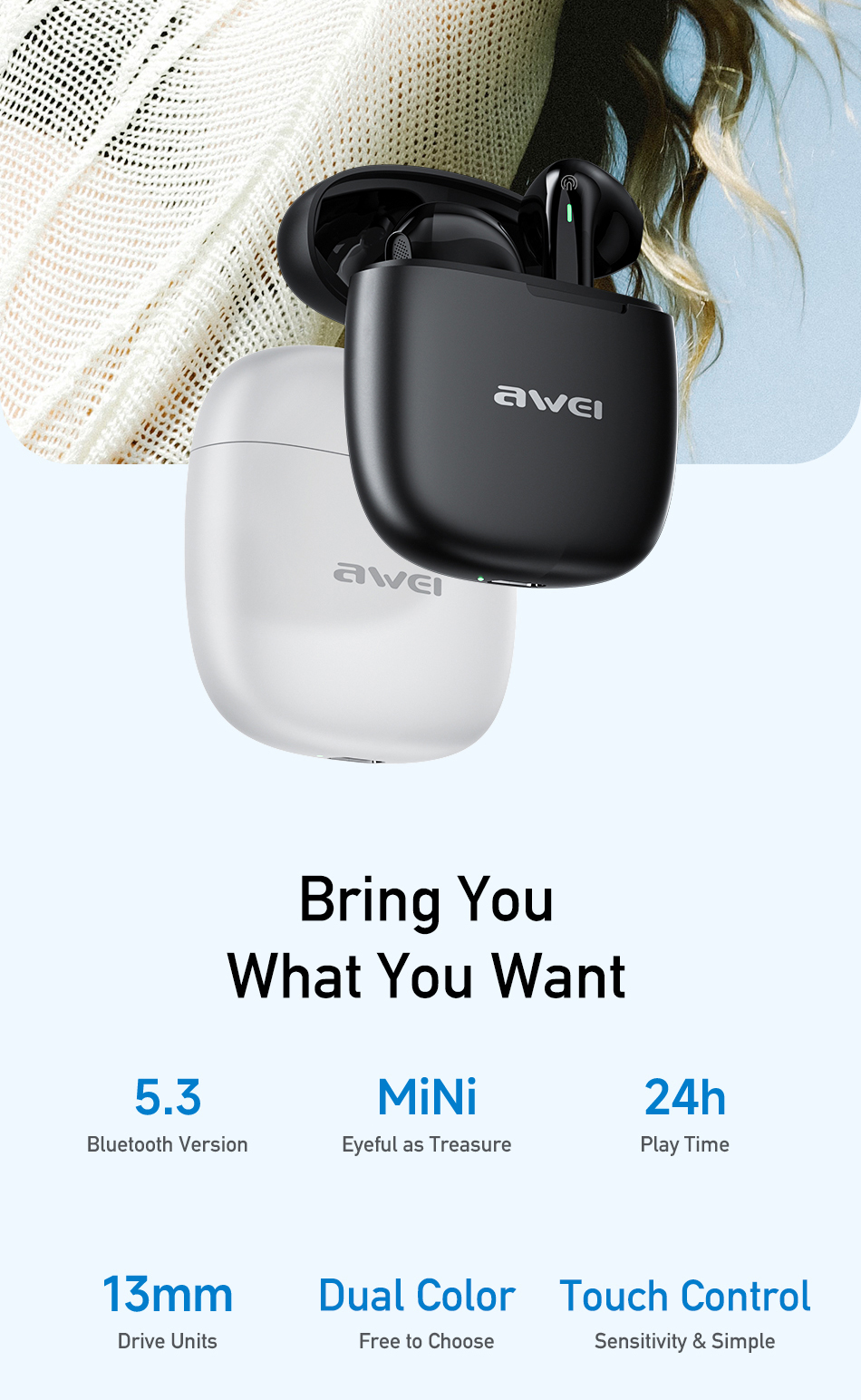 Awei T26 Pro Wireless Earbud Bluetooth Earphone 5.3 Handfree Earfon ...