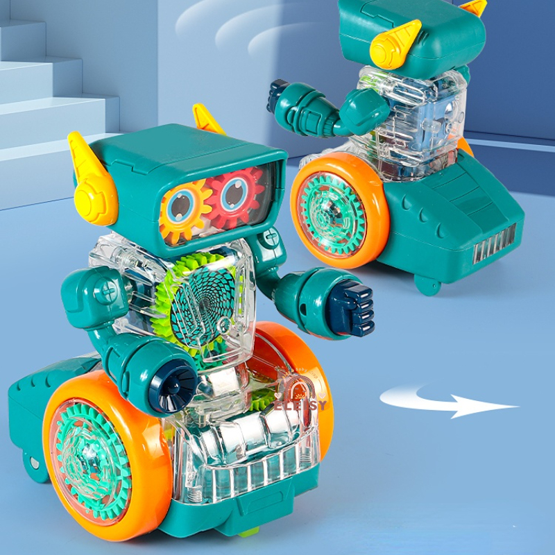 Electric Robot Toy Transparent Gear Obstacle Avoidance Walking with ...