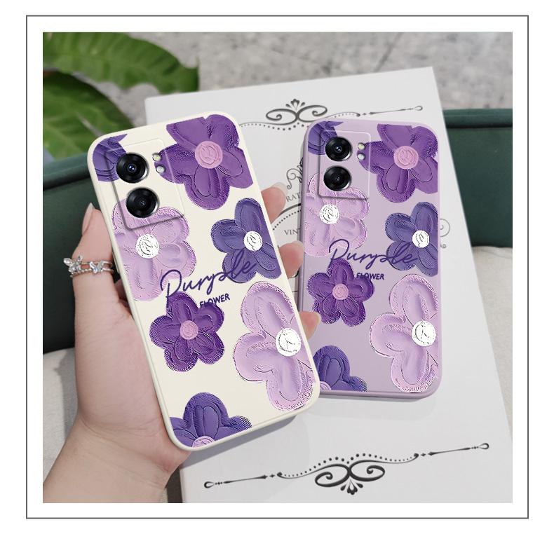 Phone Case For OPPO A57 A77 A77S A98 A78 4G 5G Purple Flower Creative ...