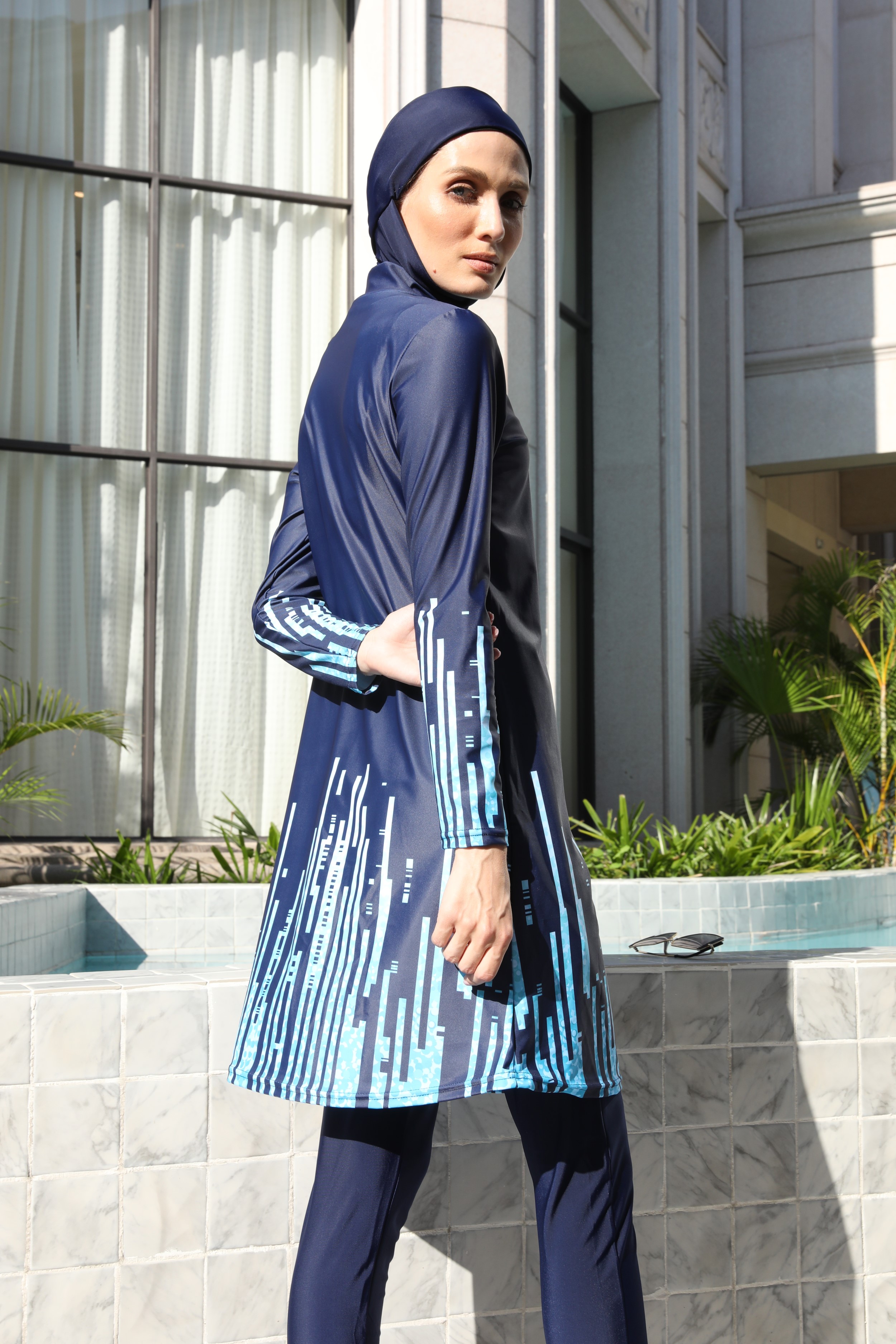 Muslimah Swimsuit Long Sleeve Plus Size Full Set 3/4 piece set Swimwear ...
