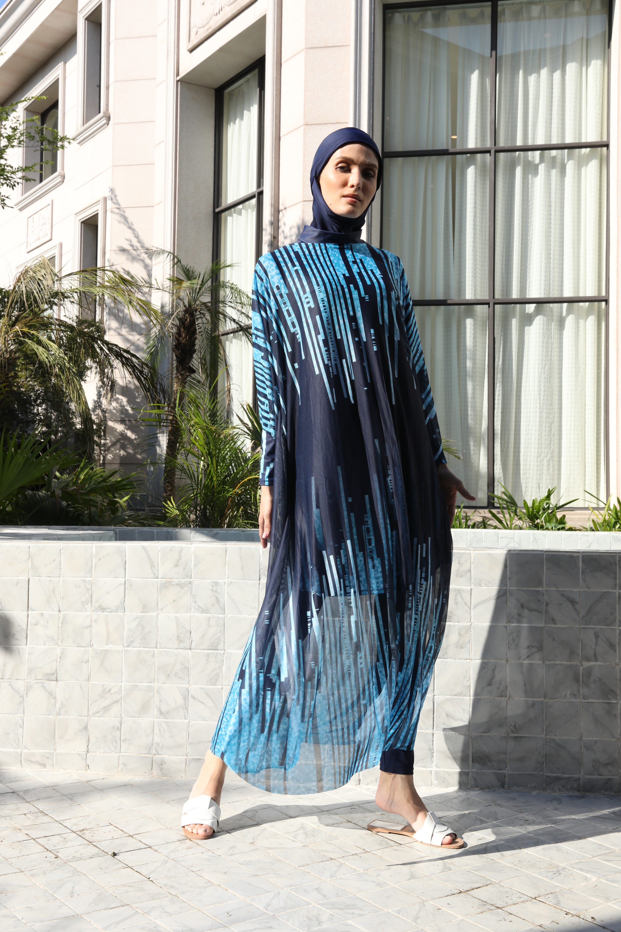 Muslimah Swimsuit Long Sleeve Plus Size Full Set 3/4 piece set Swimwear ...