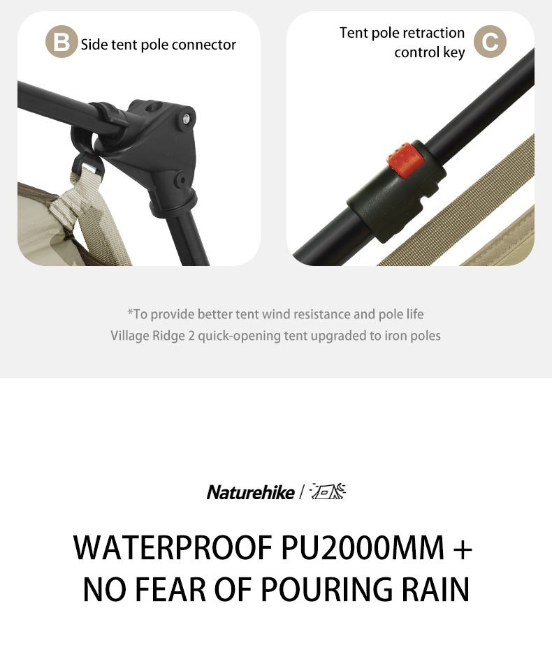 Naturehike Village 6.0 2 Generation Quick Open Tent Family Automatic Tents Camping Outdoor ...