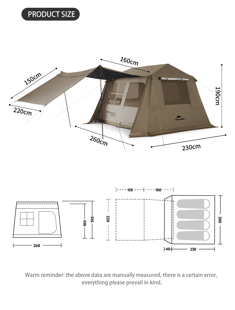 Naturehike Village 6.0 2 Generation Quick Open Tent Family Automatic Tents Camping Outdoor ...