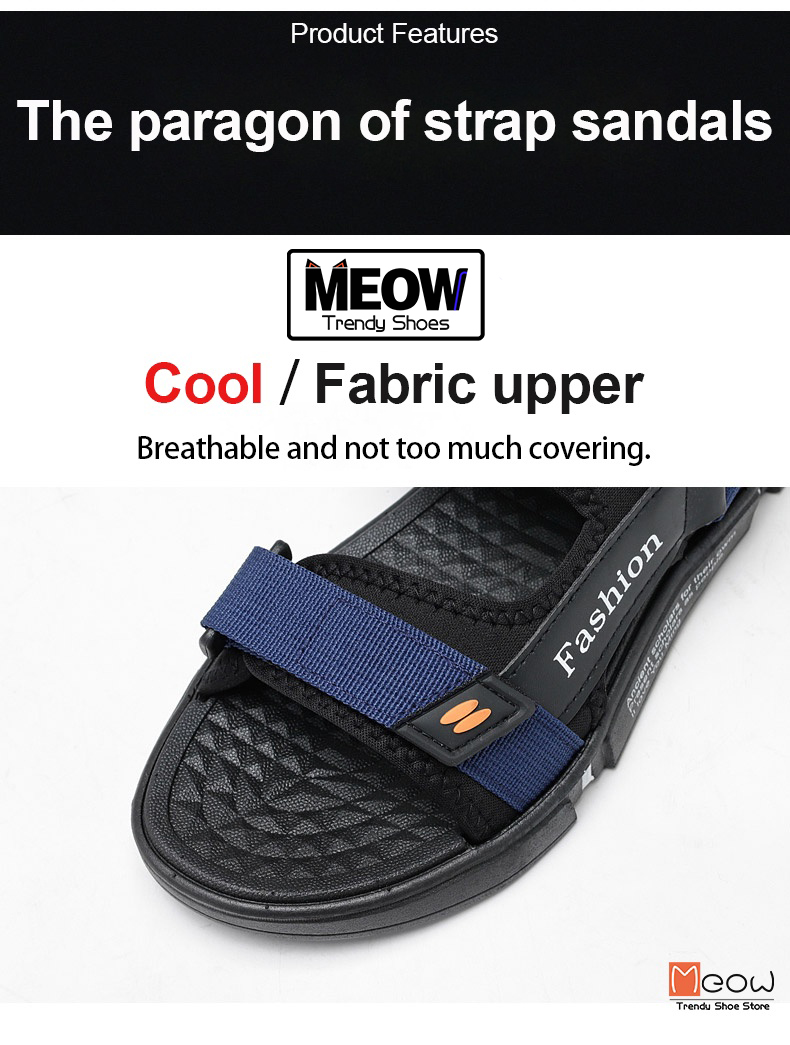 MEOW Men Sandal Selipar Lelaki Viral Fashion Bertali Sandals | Shopee ...