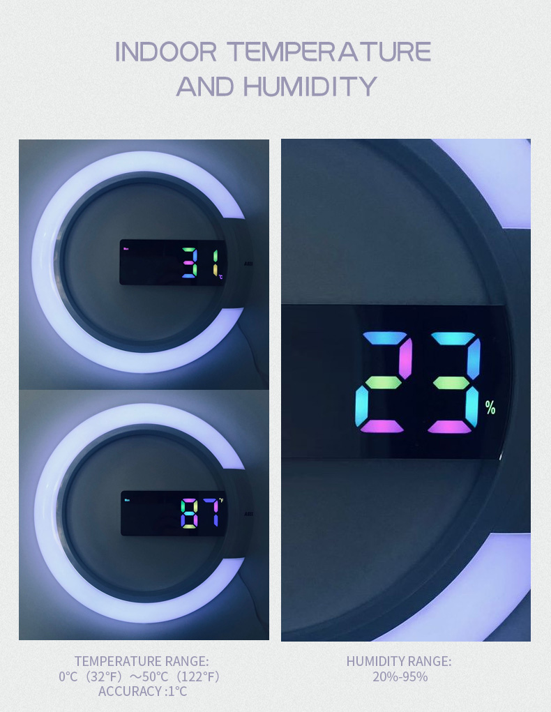 Remote Control Digital Wall Clock Creative LED RGB Alarm Clock with ...